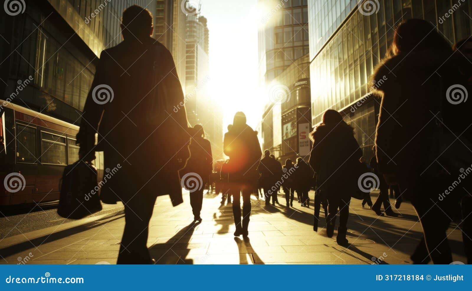 The Shadows of Tall Buildings Creating a Dramatic Backdrop for People ...
