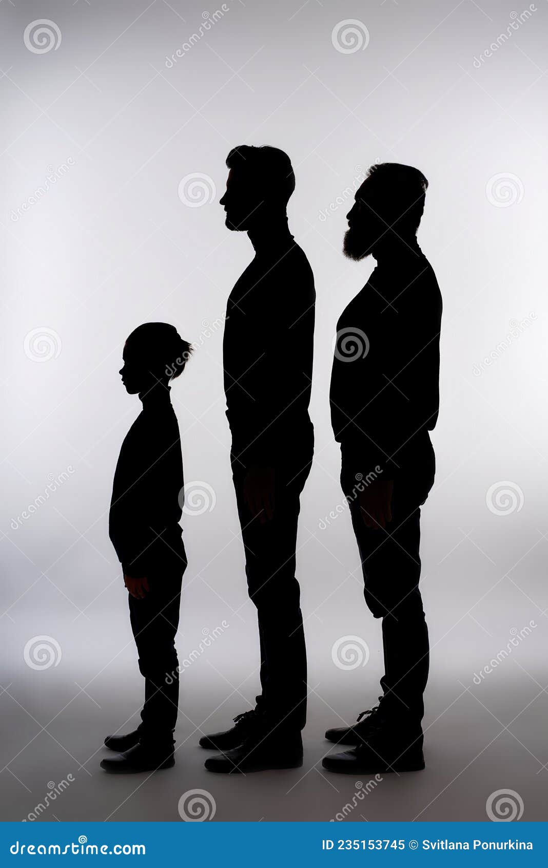 Shadows of Three Generations of Men Face One Direction Stock Image ...
