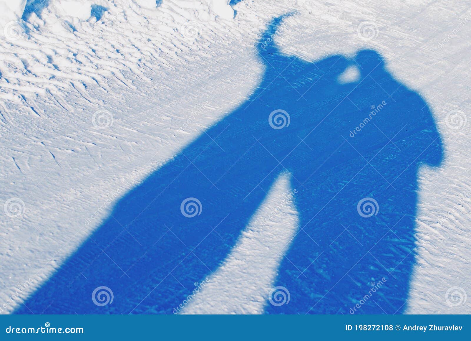 Shadows of Two People Embracing on the White Snow Stock Photo - Image ...