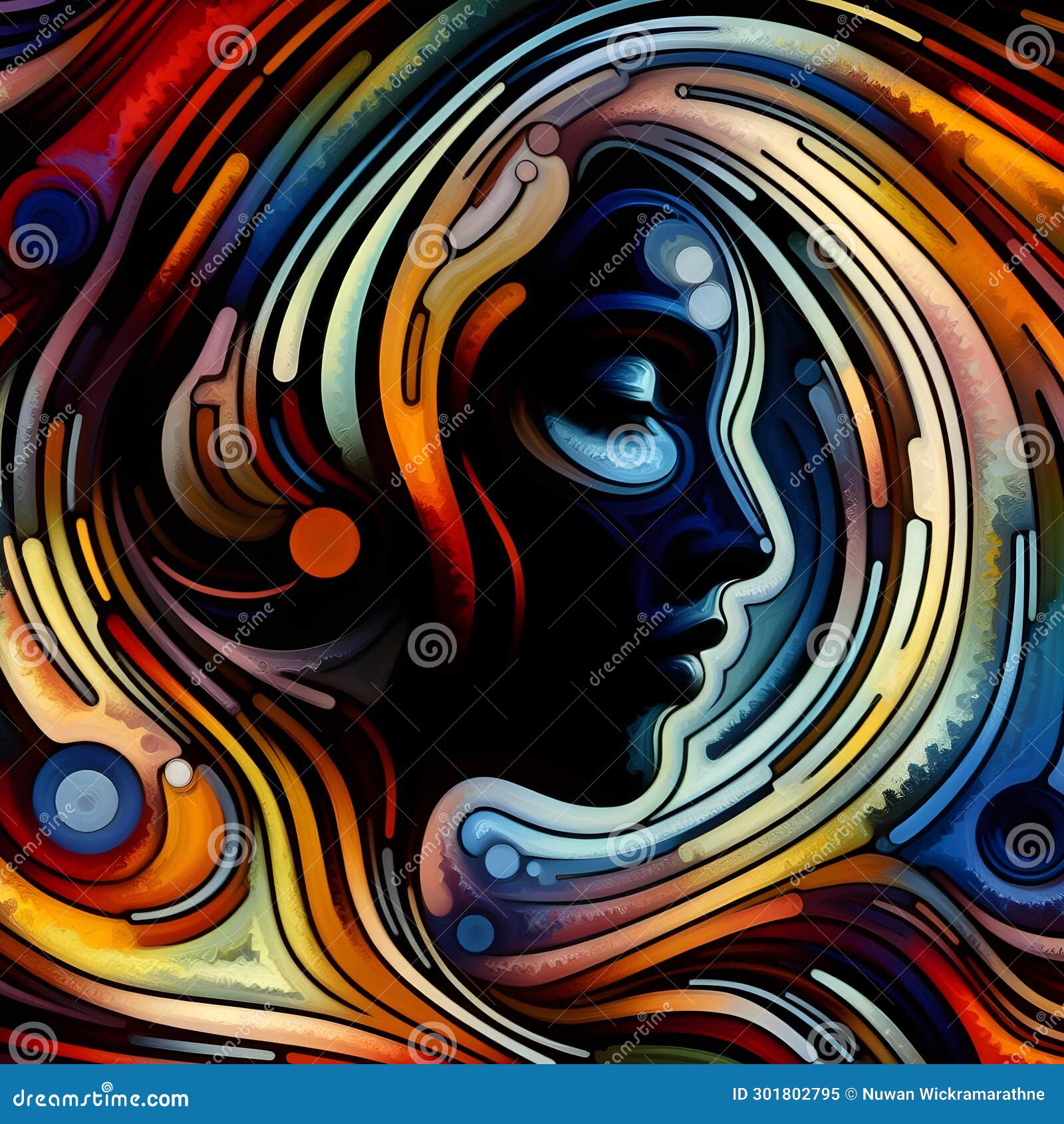 Shadows Unveiled: Abstract AI Art of Inner Self Stock Illustration ...