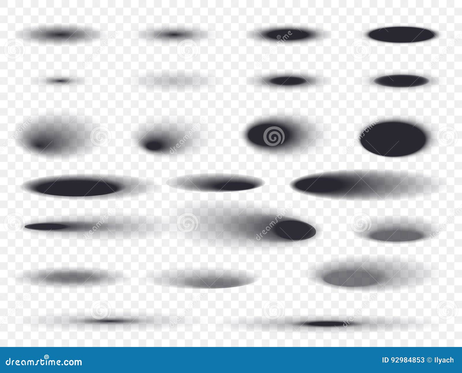 Shadows Vector Set of Round Circles with Different Illumination Angles ...