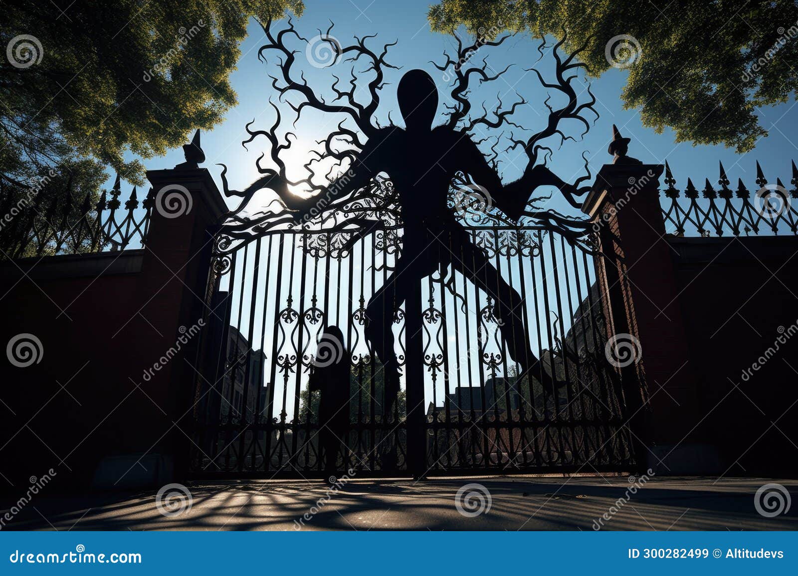 Shadows of Wrought Iron Gate Forming a Mythical Creature Stock Image ...