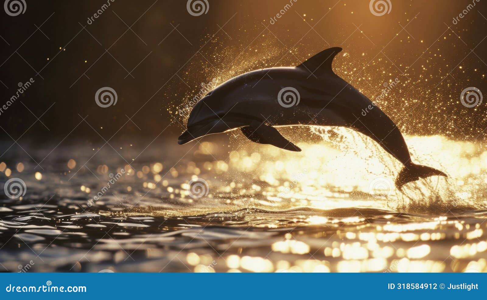 A Shadowy Figure of a Dolphin Leaping Out of the Water Stock Photo ...