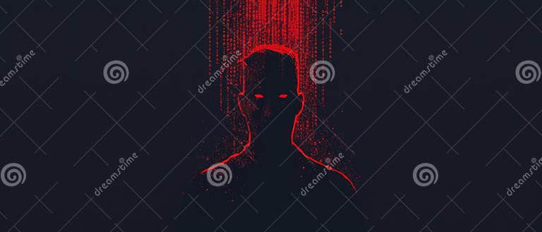 A Shadowy Figure with Glowing Red Eyes Stands in Front of a Red Light ...