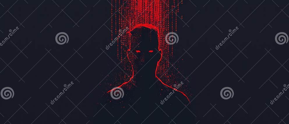 A Shadowy Figure with Glowing Red Eyes Stands in Front of a Red Light ...