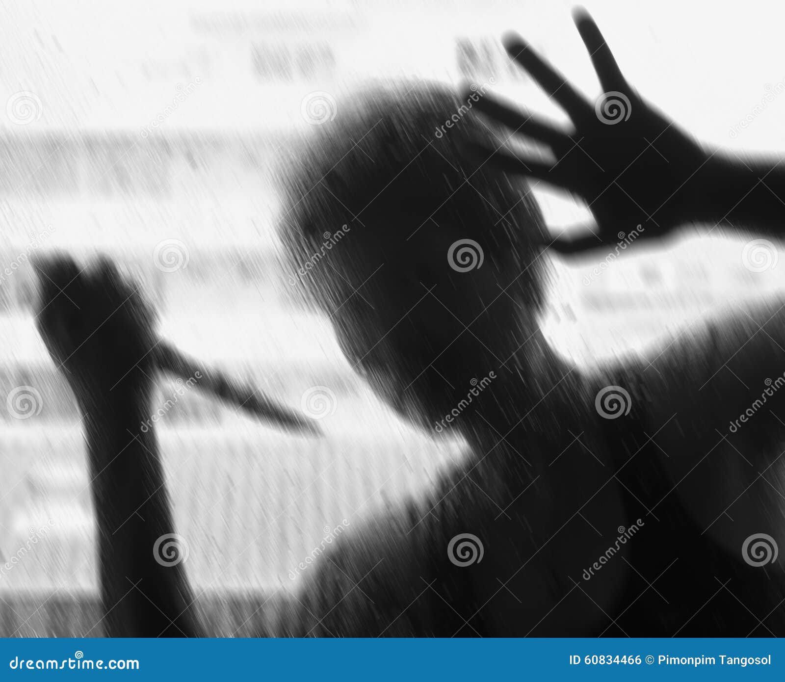 Shadowy Figure with a Knife Behind Glass Stock Photo - Image of ...