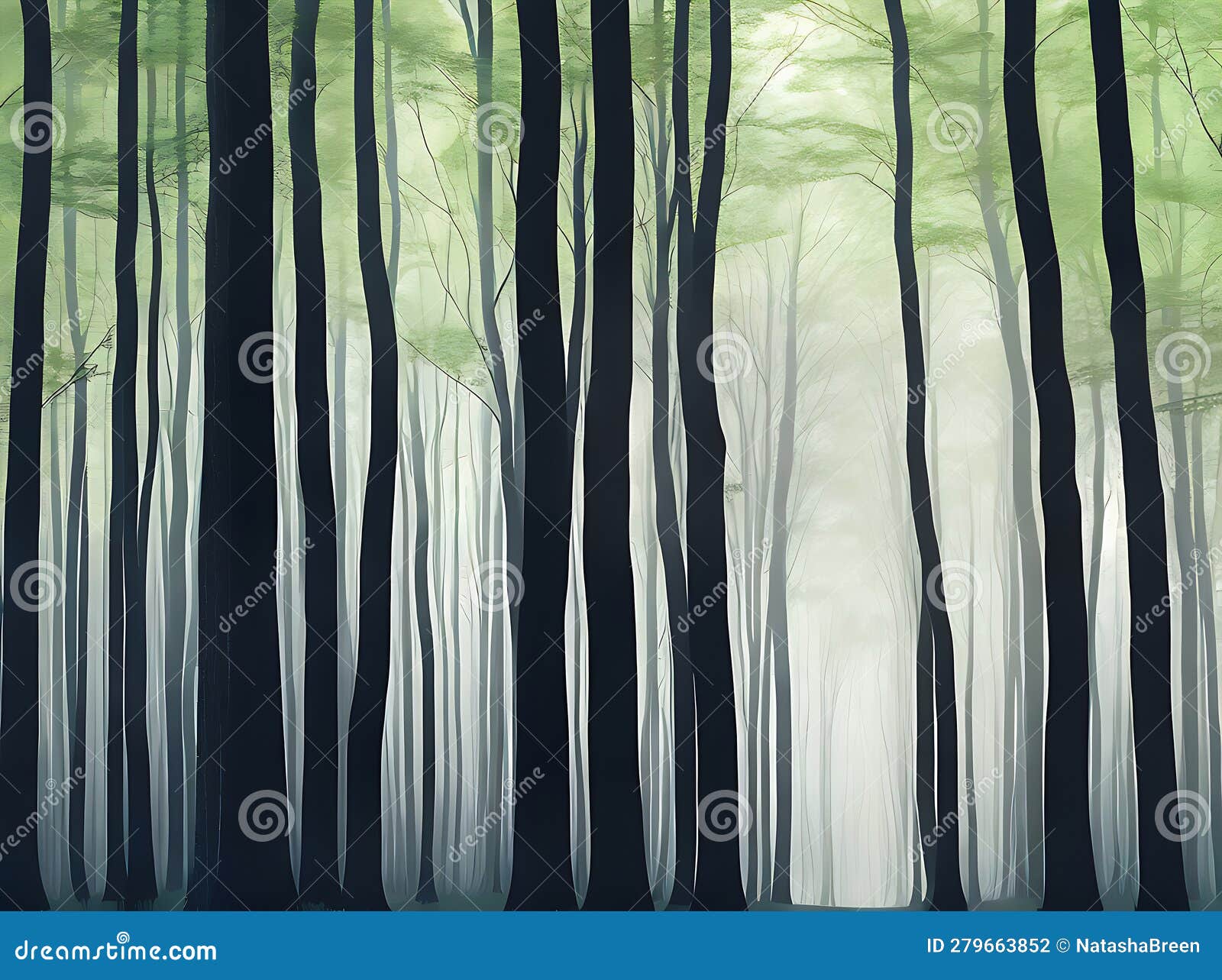 Shadowy Forest Drawing Duotone Deciduous Palette. Stock Photo - Image ...