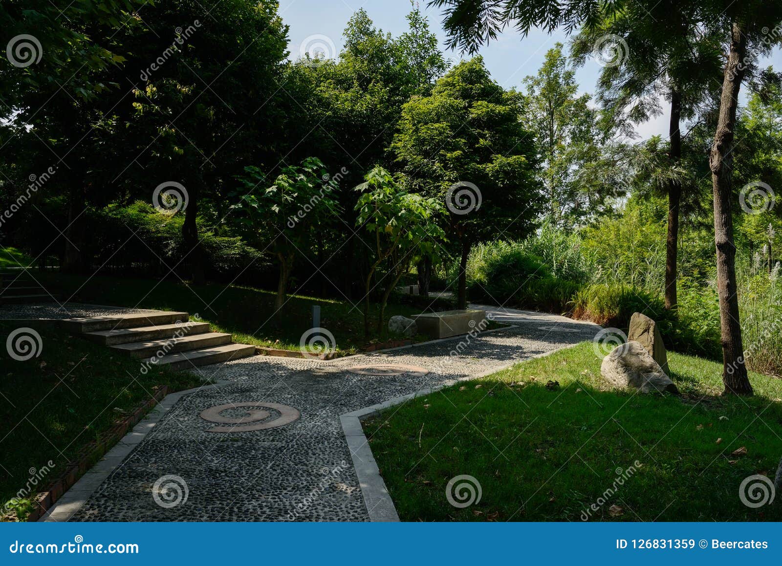 Intersection Of Two Paved Walkways On An Estate Stock Photo ...