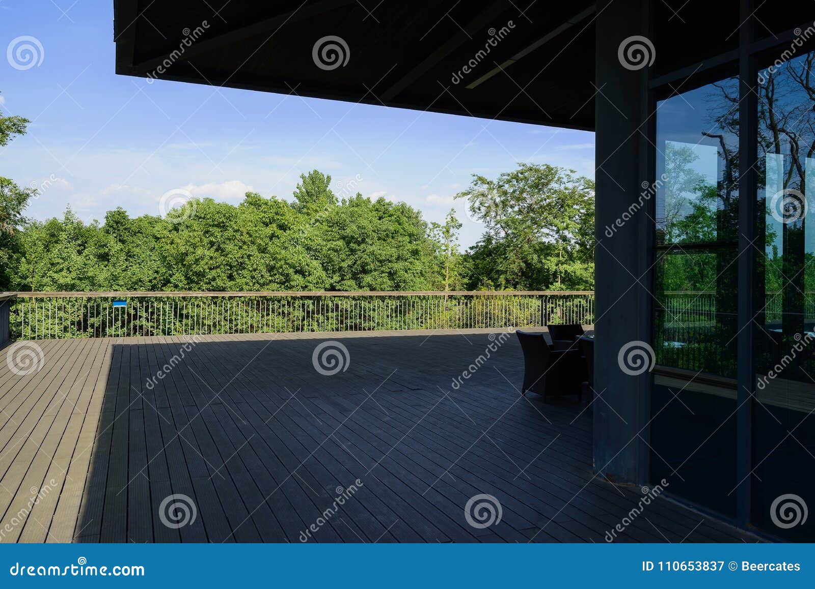 Shady Planked Platform for Sightseers on Second Floor in Sunny S Stock ...