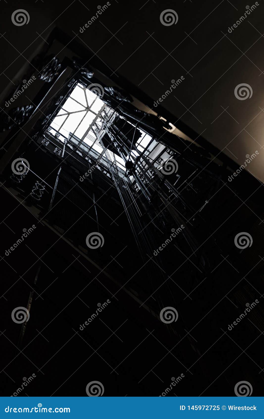 A Shaft of an Elevator Shot from Below B Stock Image - Image of detail ...