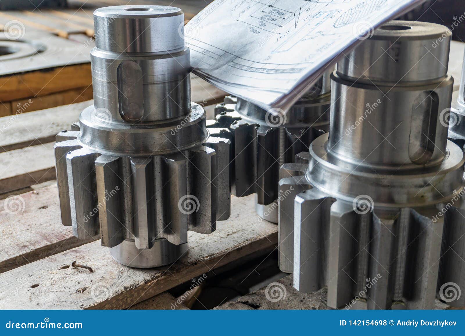 Shaft Gear after Manufacturing on a Rack Stock Photo - Image of machine ...