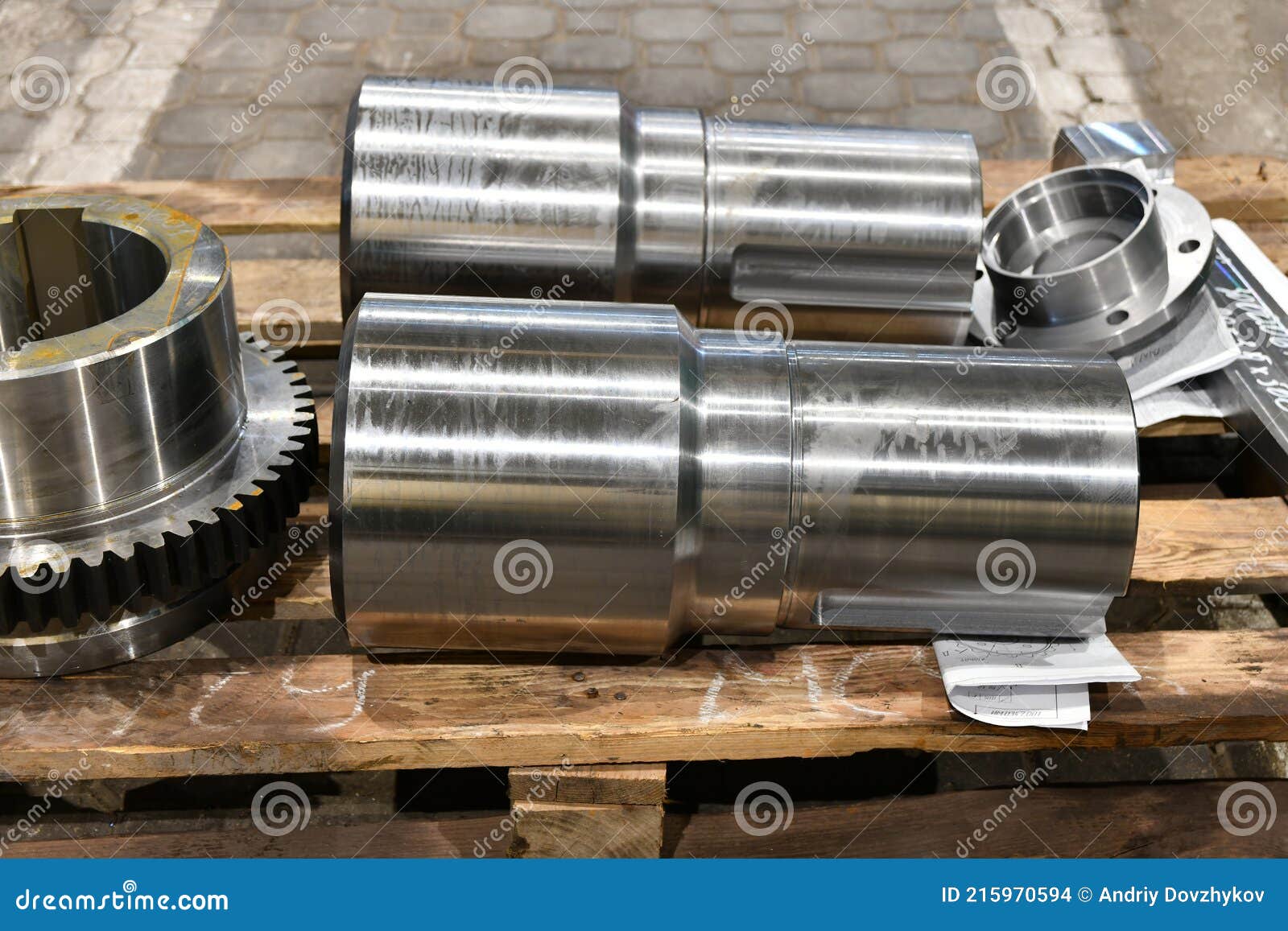 Shaft and Gear on a Rack after Turning, Milling and Gear Cutting on a ...