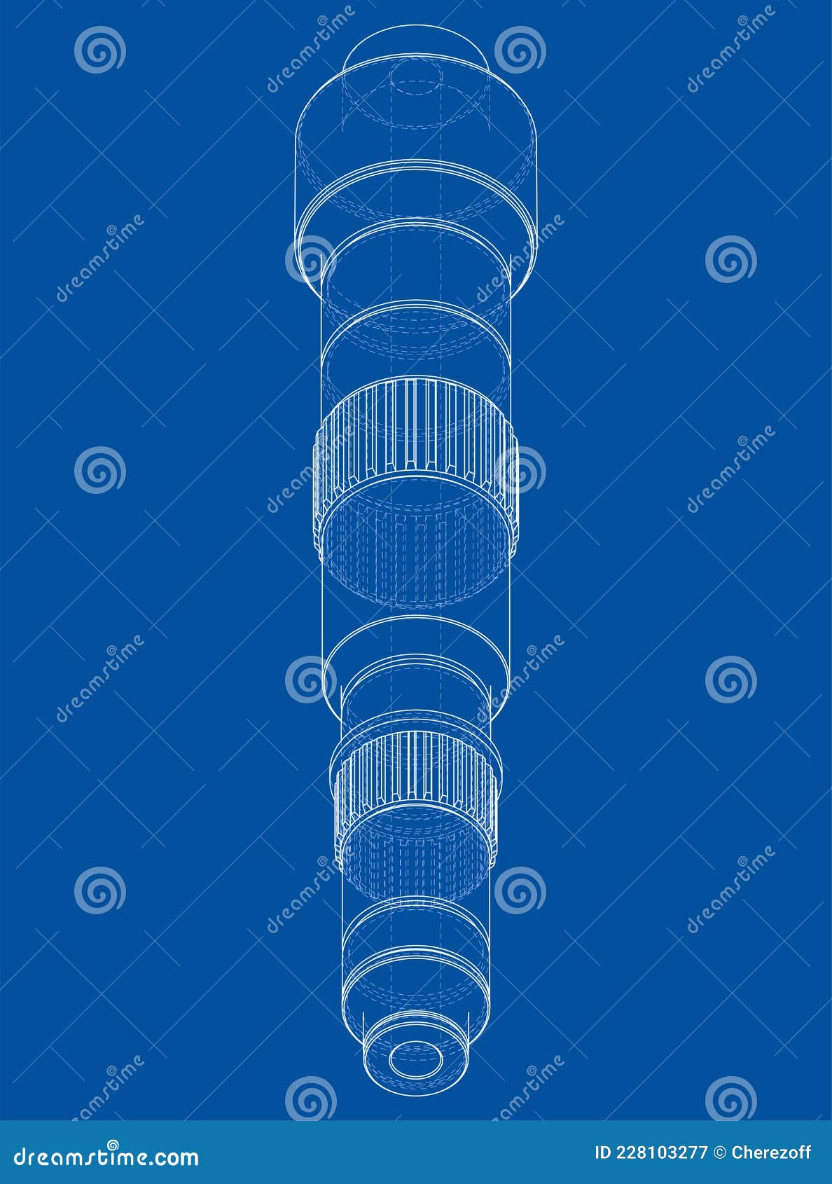 Shaft with Gear Wheel. Vector Stock Vector - Illustration of outline ...