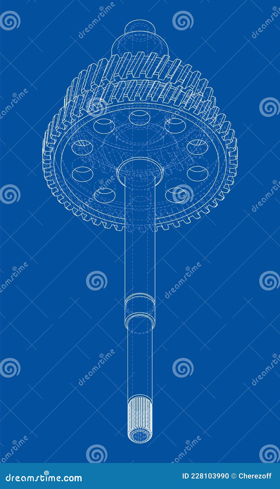 Shaft with Gear Wheel. Vector Stock Vector - Illustration of frame ...