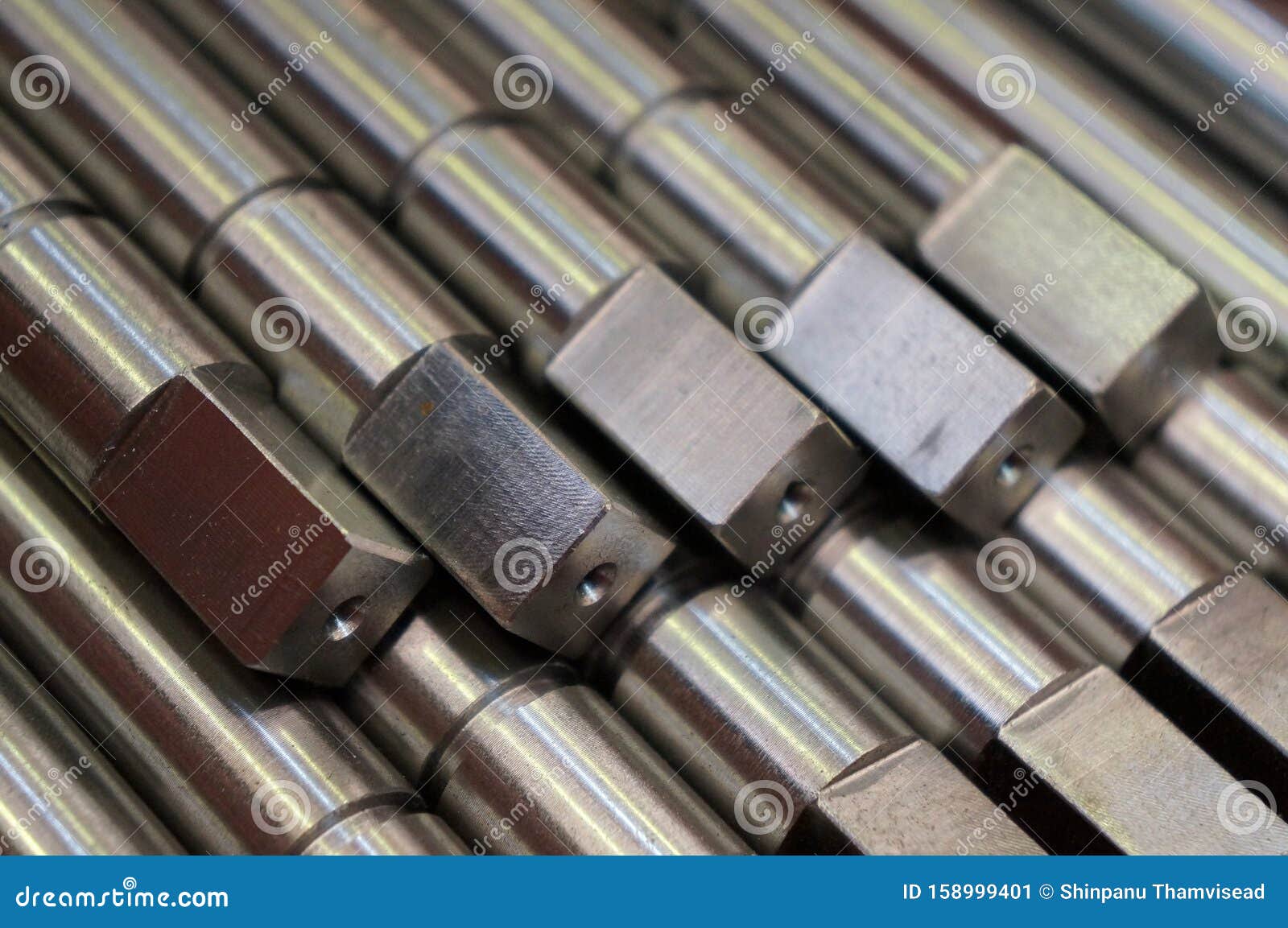 A Shaft of Metal Parts.the CNC Machine Parts Manufacturing Process ...