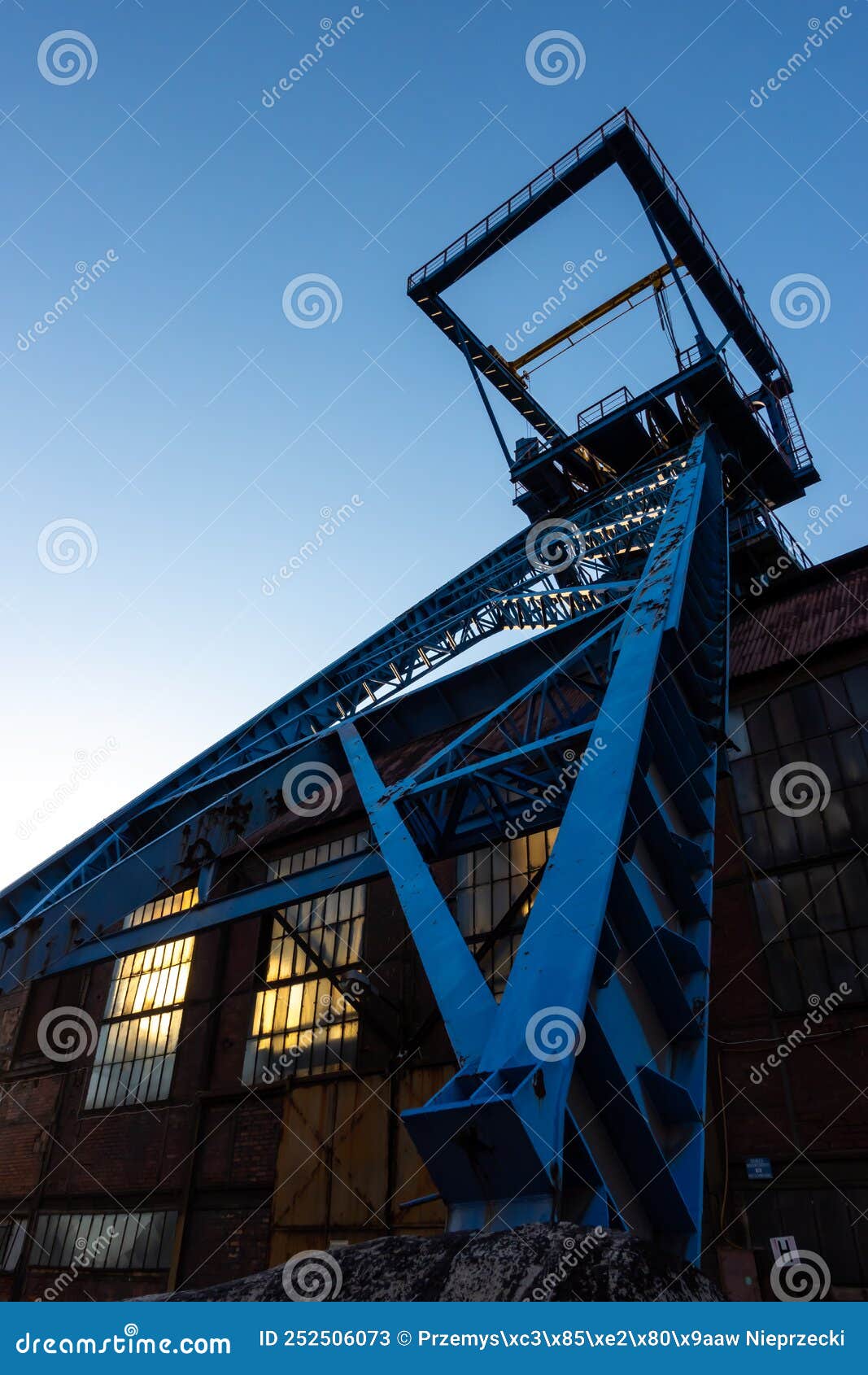 The Shaft Tower of a Closed Black Coal Mine. Stock Image - Image of ...