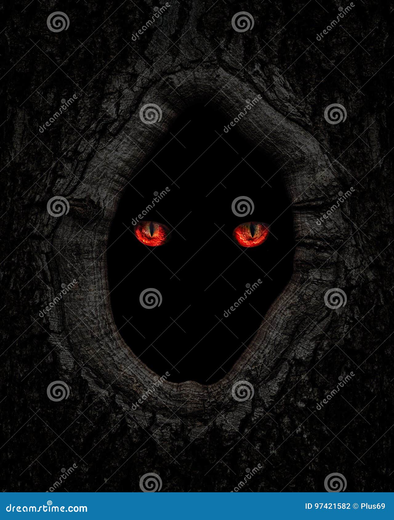 Shaggy Monster Red Eyes Close Up Stock Photo - Image of glow, bark ...