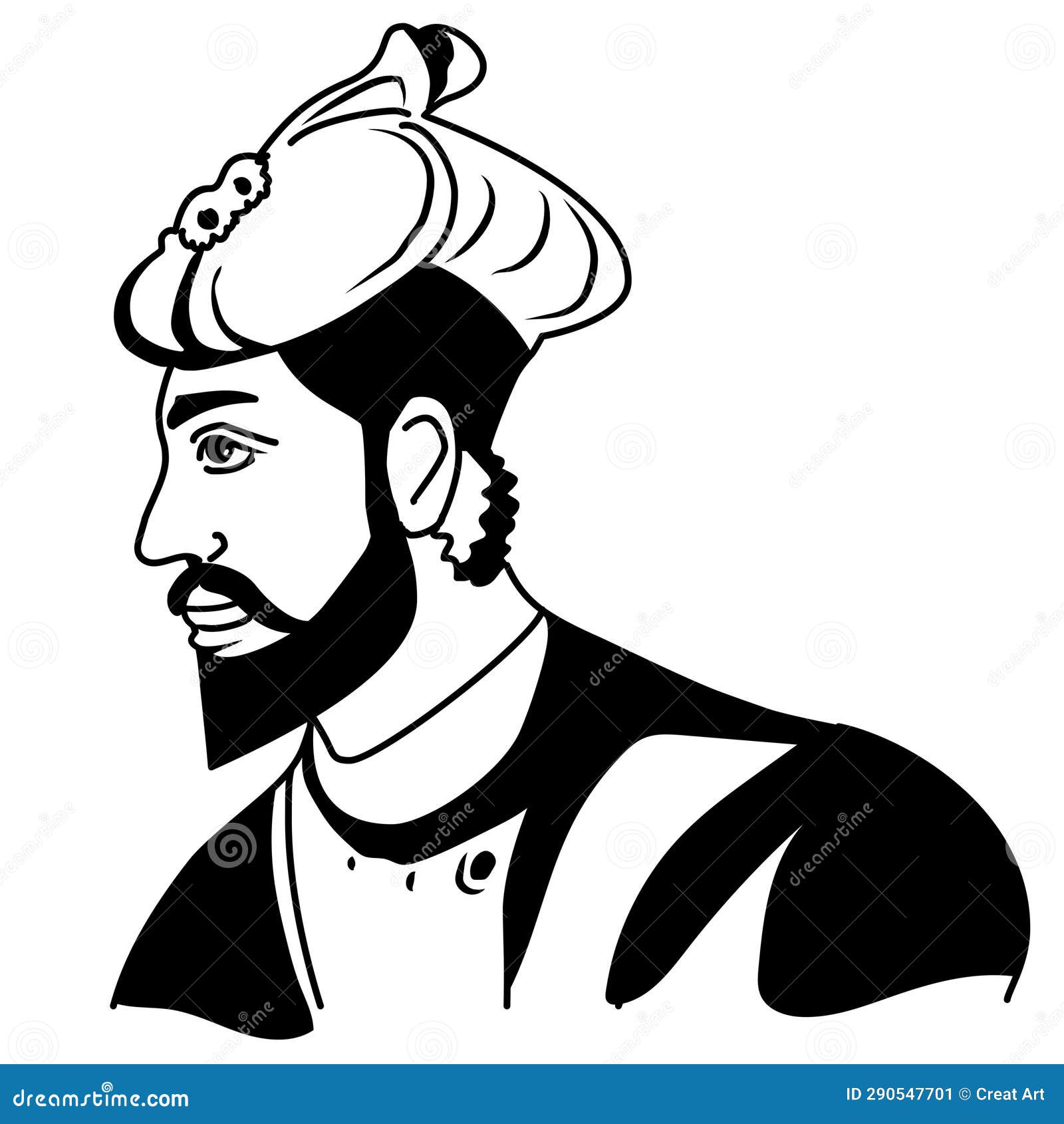 Shah Jahan vector portrait stock illustration. Illustration of captain ...