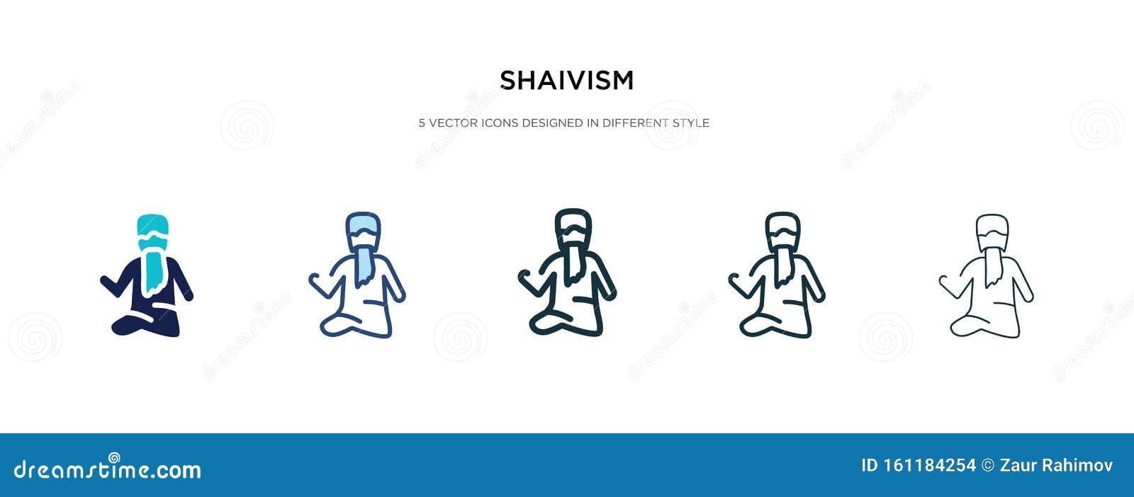 Shaivism Icon in Different Style Vector Illustration. Two Colored and ...