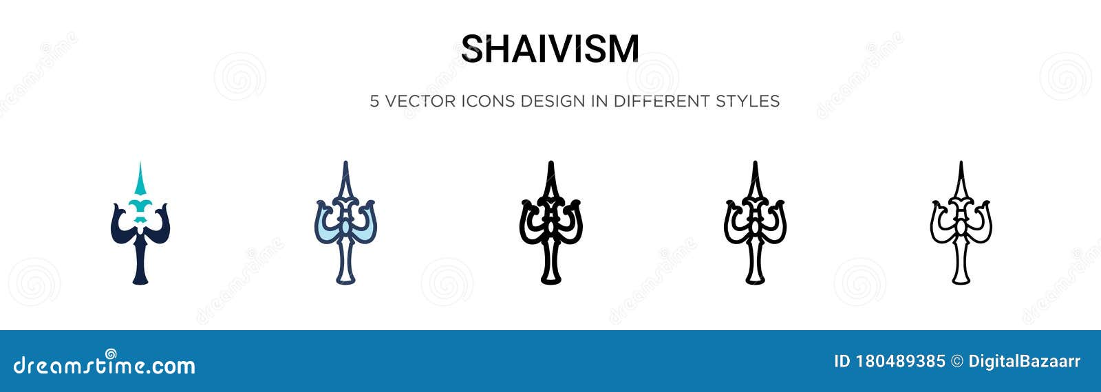 Shaivism Icon In Different Style Vector Illustration. Two Colored And ...