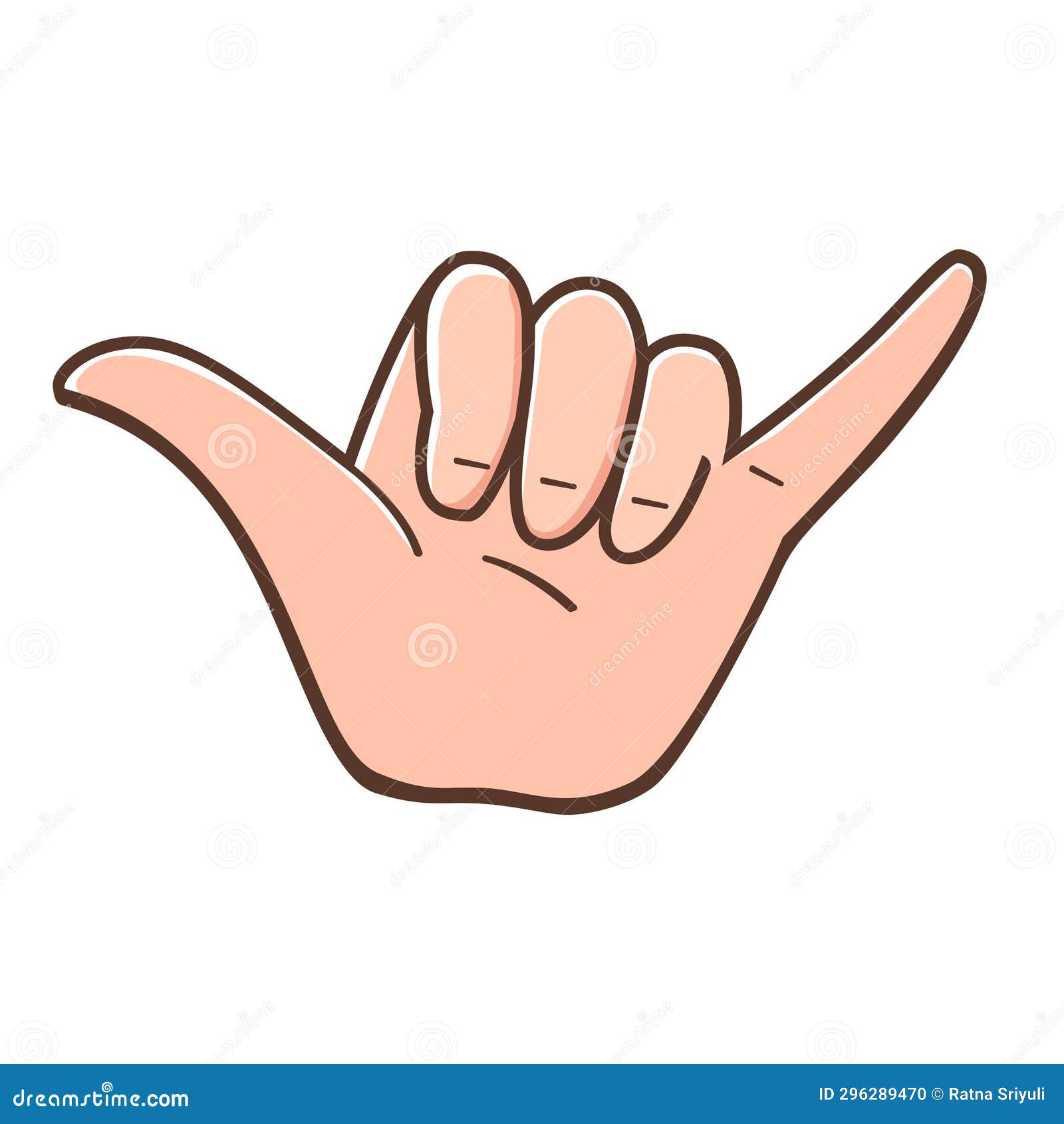 Cute Shaka Hand Sign Gesture Design Vector Flat Isolated Illustration ...
