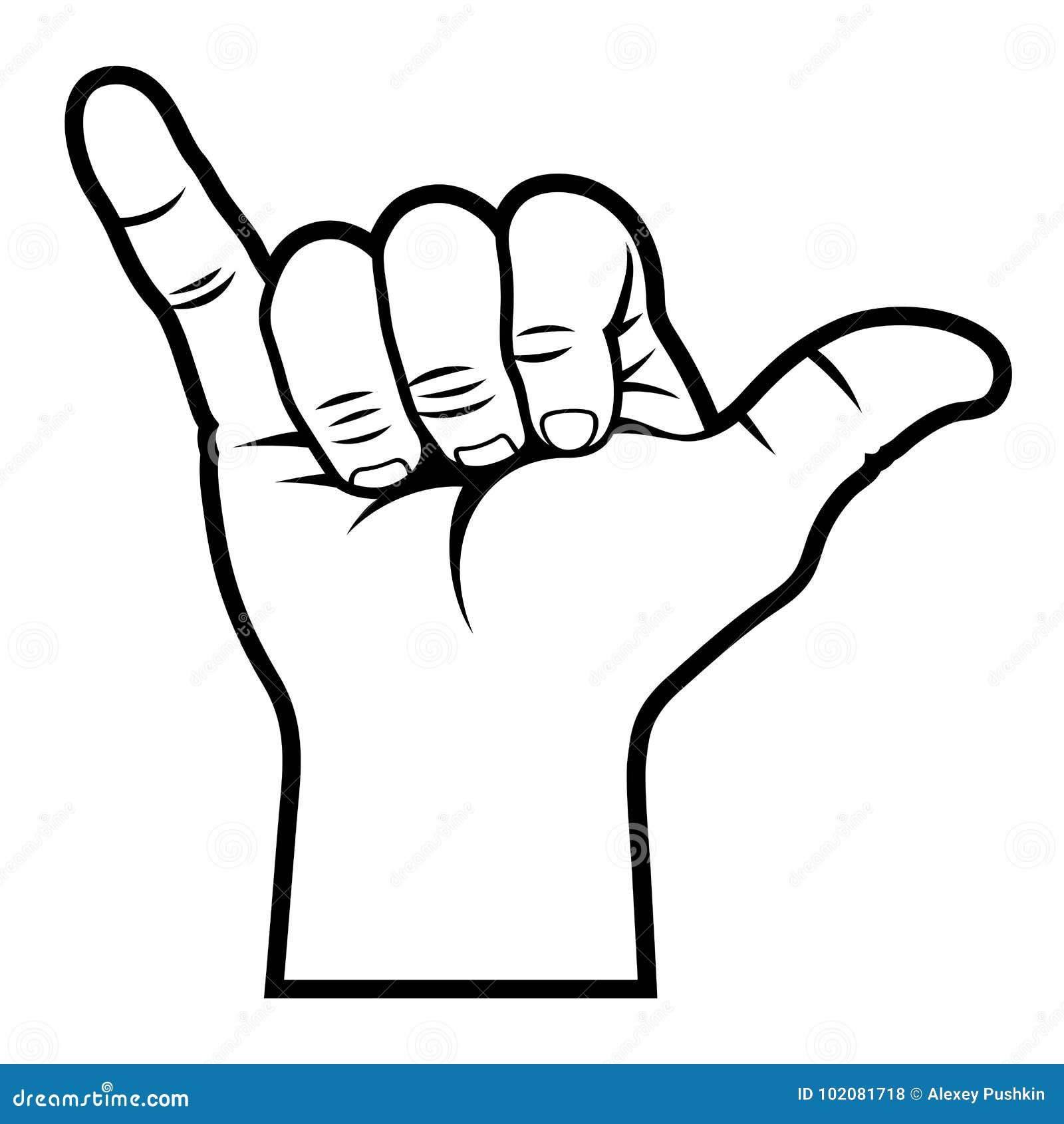 Shaka hand sign 001 stock vector. Illustration of logo - 102081718