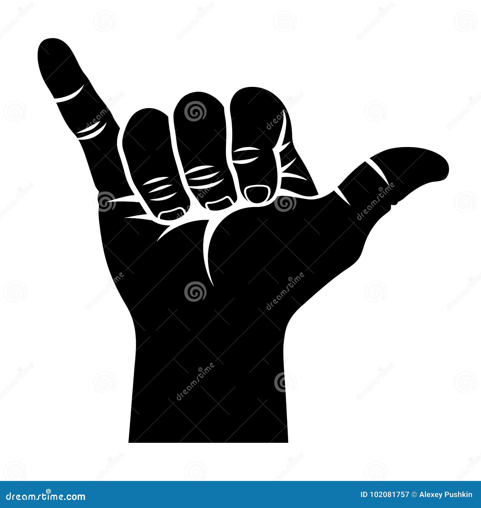 Shaka hand sign 002 stock vector. Illustration of call - 102081757