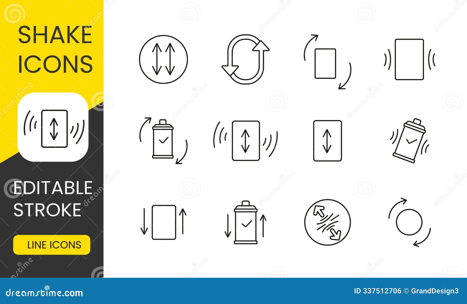 Shake a Can of Polyurethane Foam, Vector Line Icon Set with Editable ...