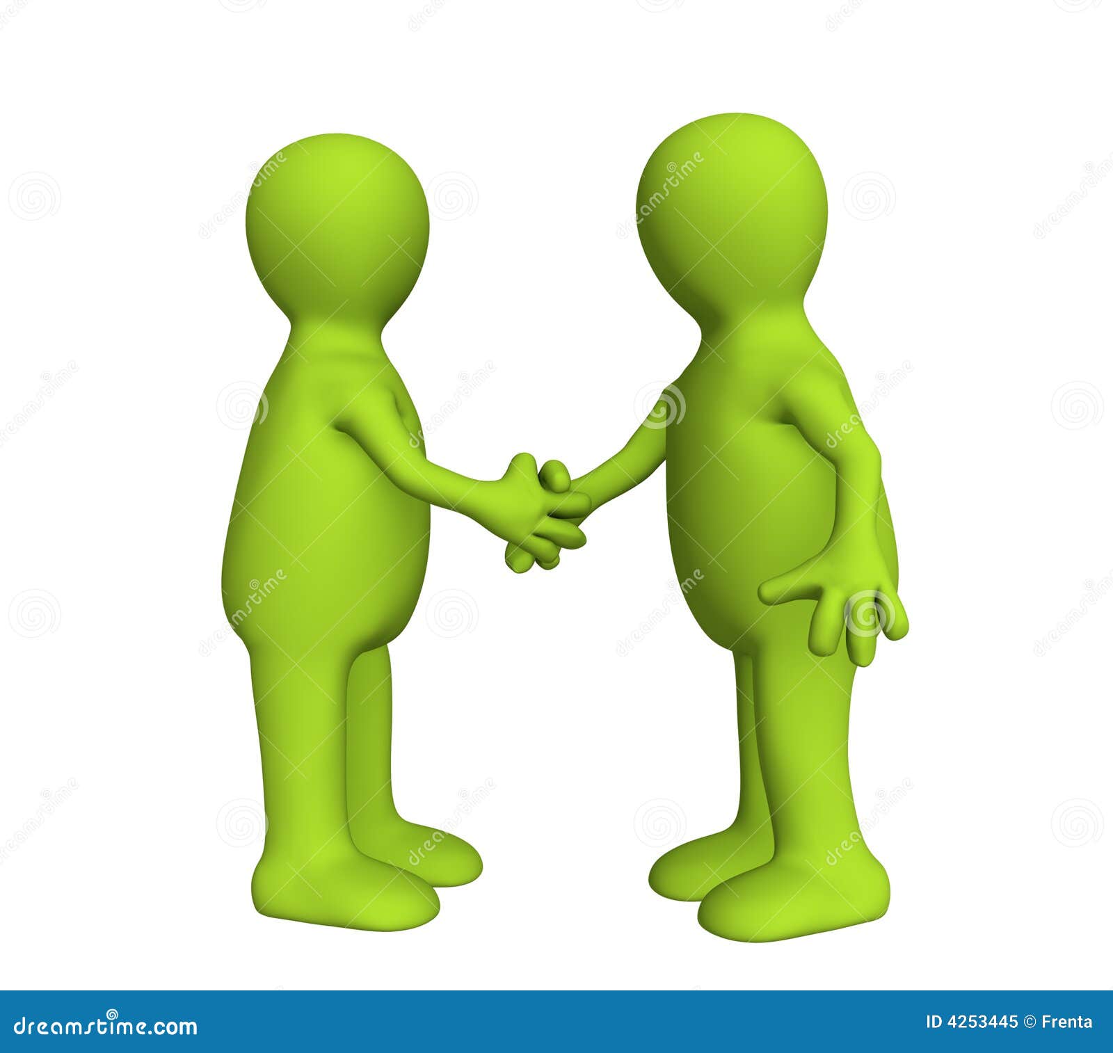 Shake Hand of Two 3d People of Green Color Stock Illustration ...
