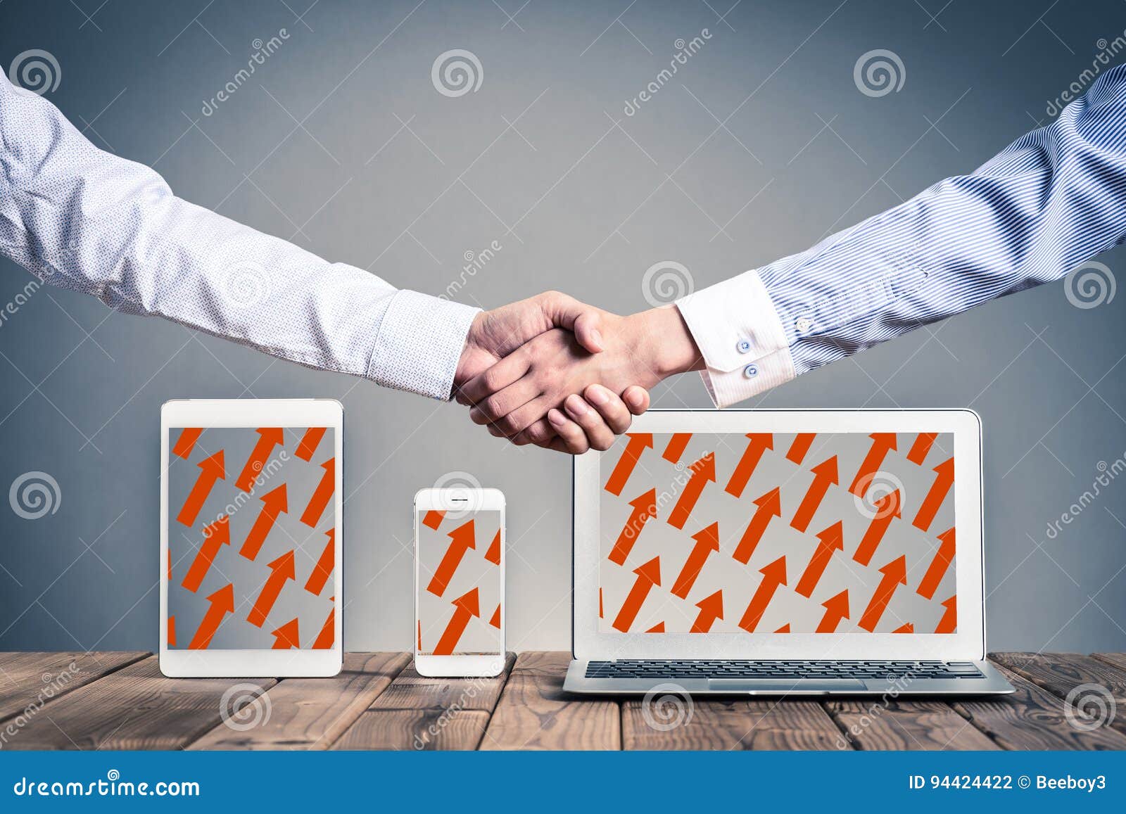 Shake Hands on a Computer Equipment Stock Photo - Image of pleasure ...
