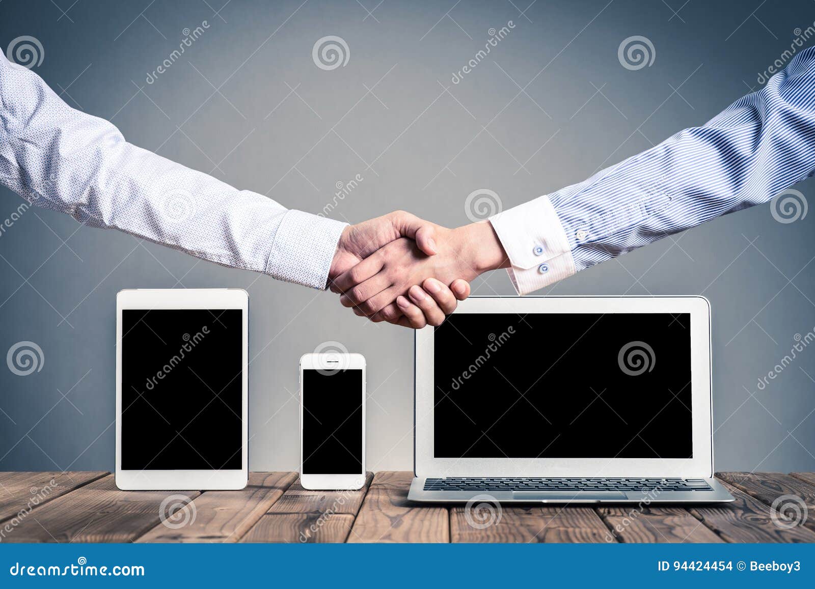Shake Hands on Computer Equipment Stock Photo - Image of legal, passion ...