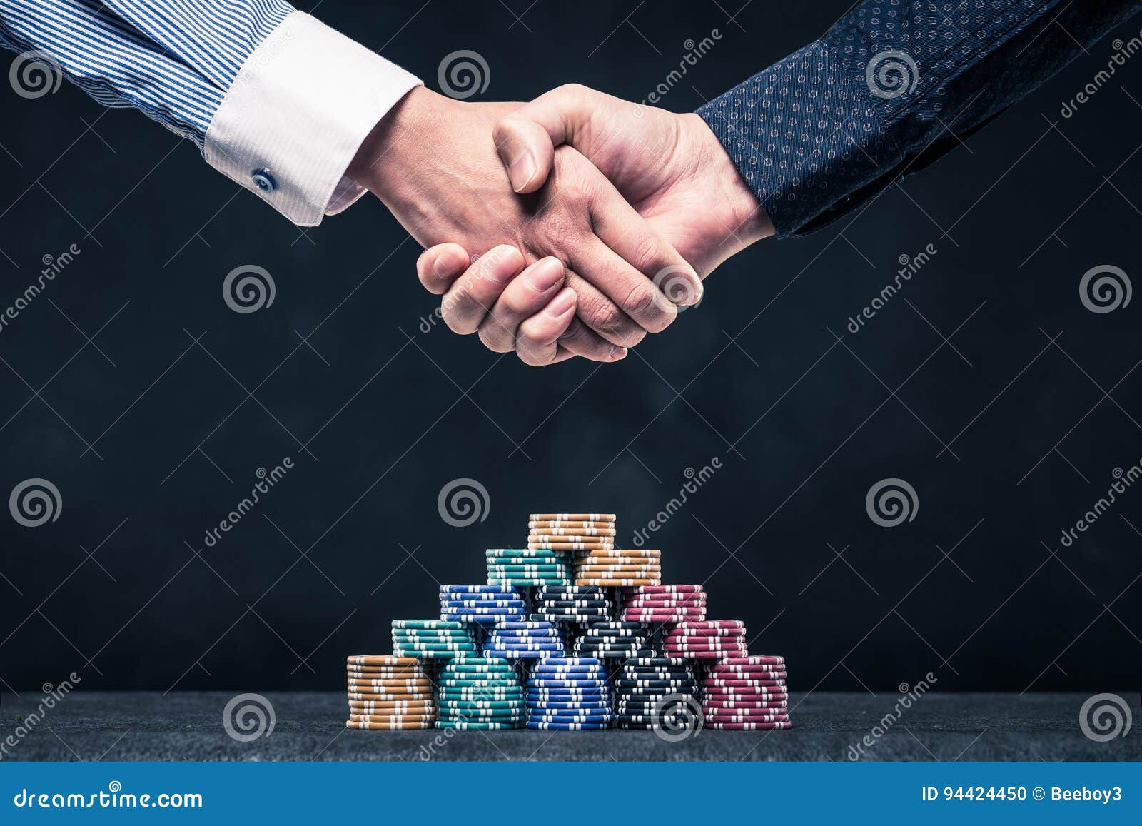 Shake Hands Over Stacked Coins Stock Photo - Image of peace, hands ...
