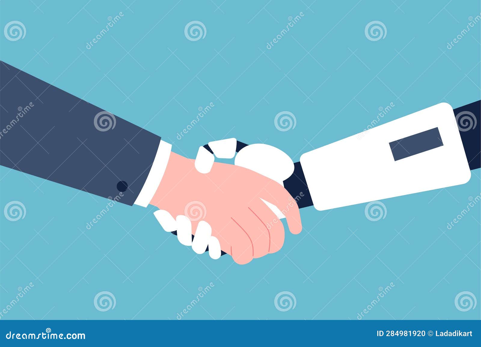 Shake Robot Hand, Handshake Human and Android. Contract with Artificial ...