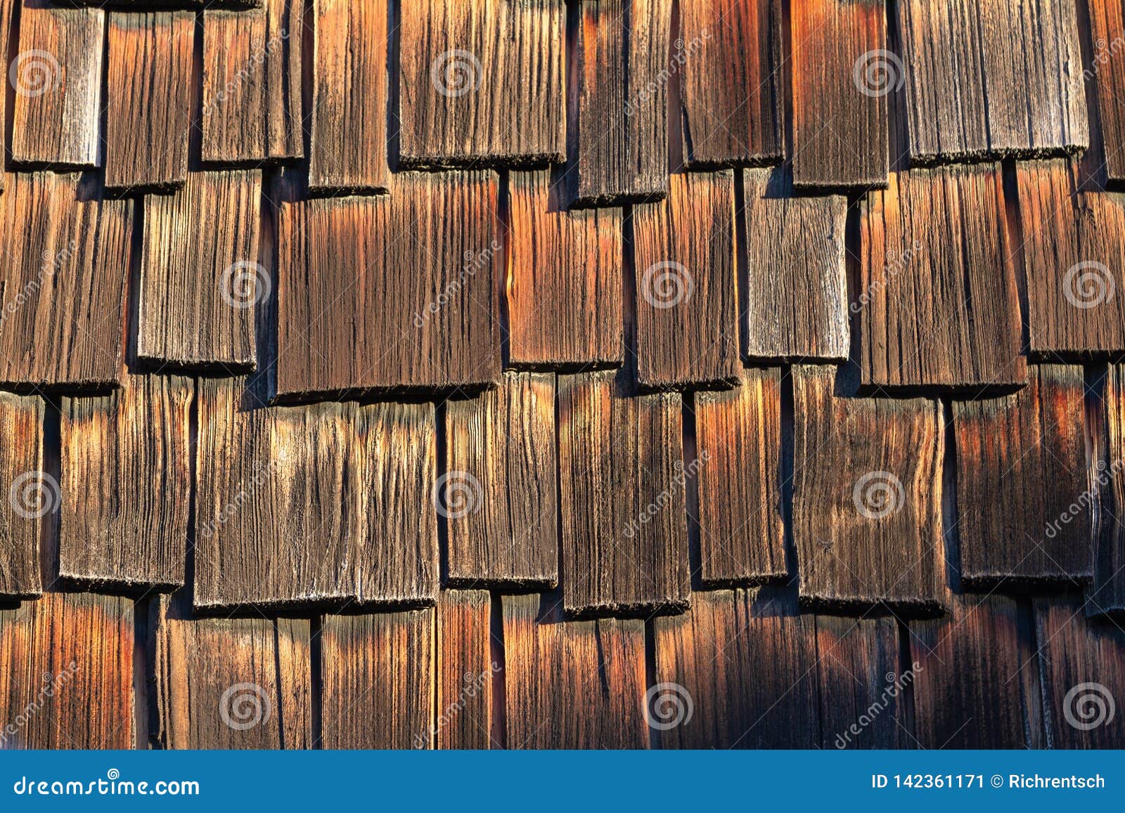 Shake Shingles siding. stock image. Image of brown, aged - 142361171