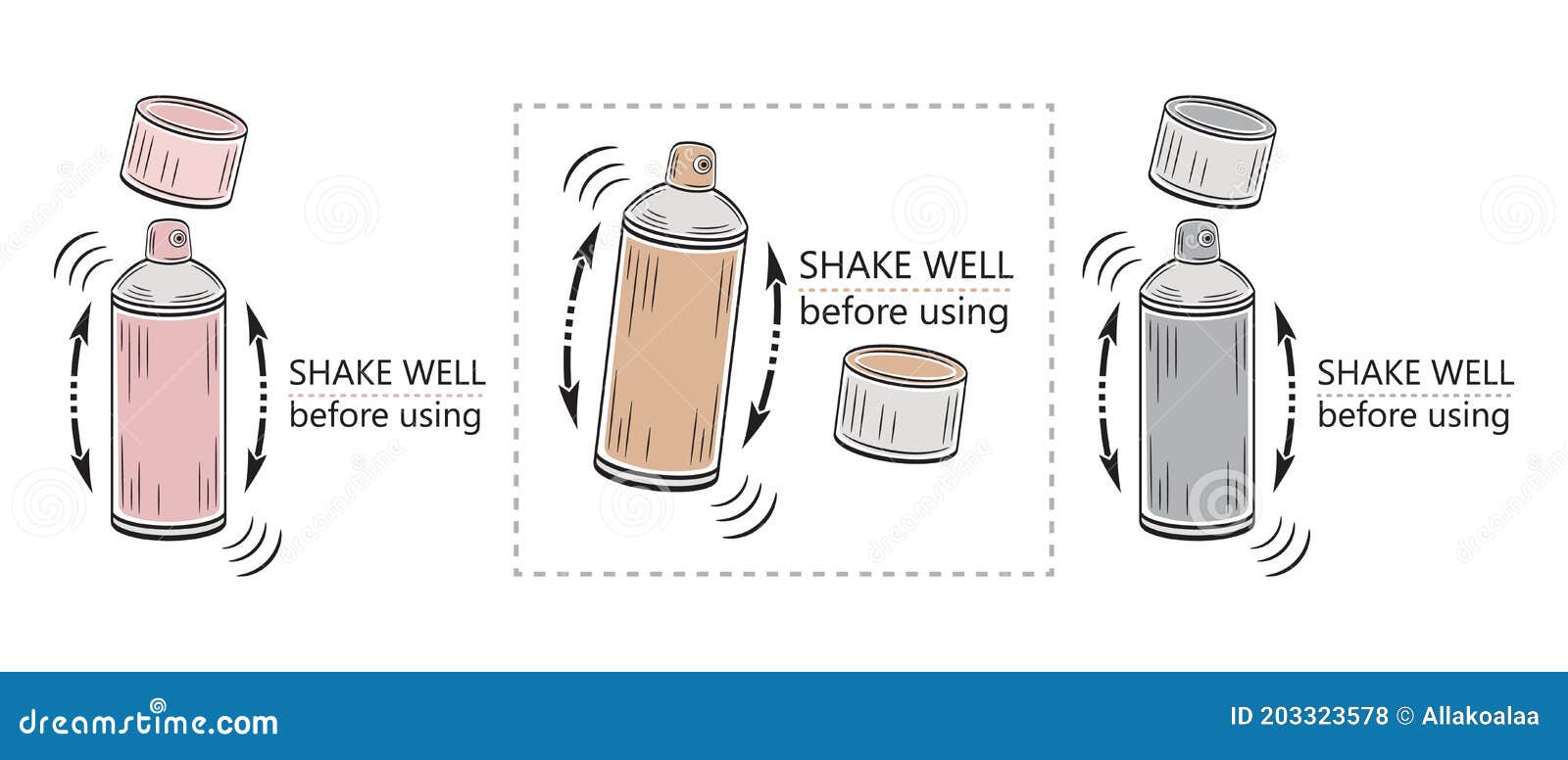 Shake Well before Using Icon Set. Spray Bottle or Aerosol with Arrows ...