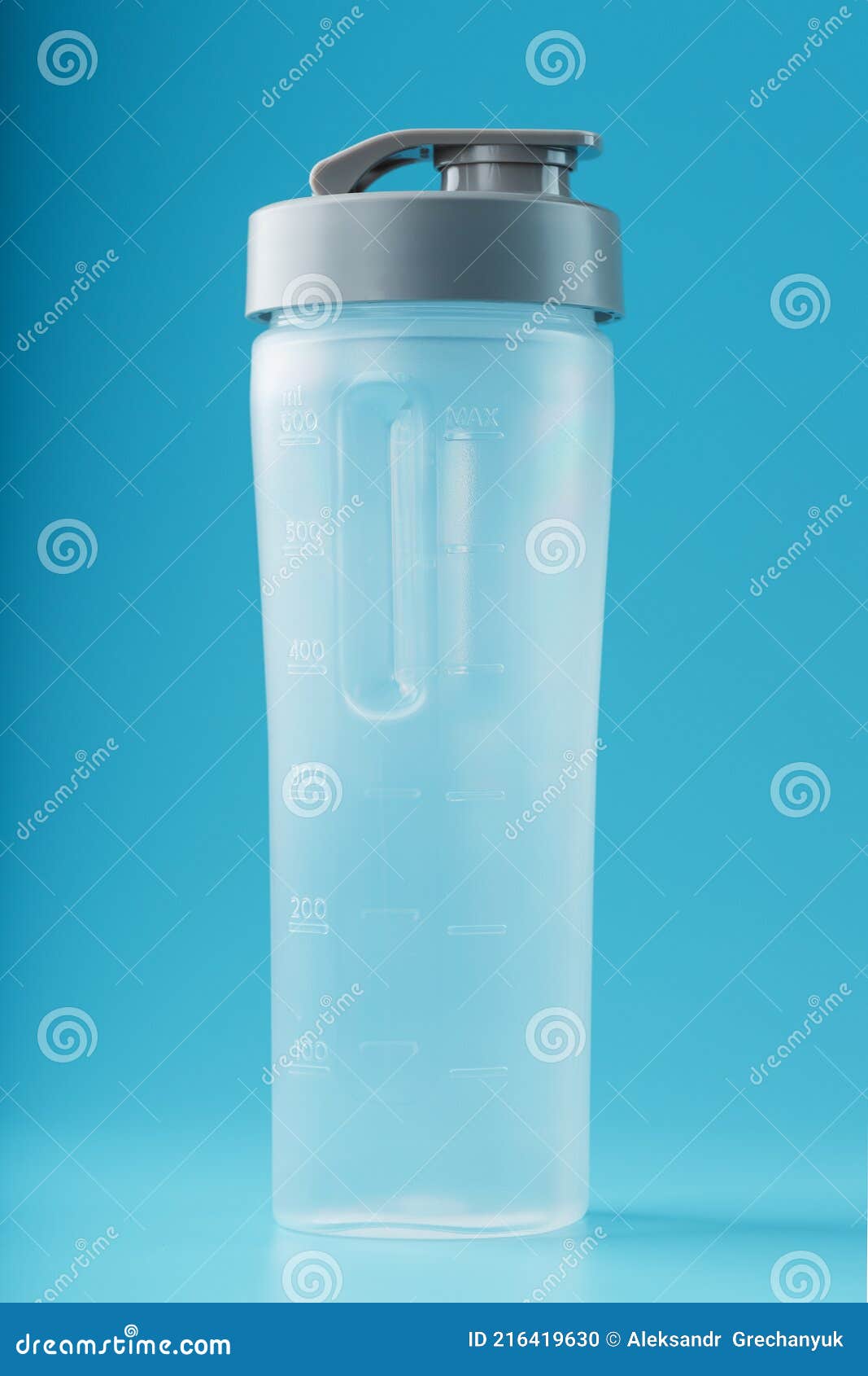 Shaker is an Empty Plastic Smoothie Cup on a Blue Background. Stock ...