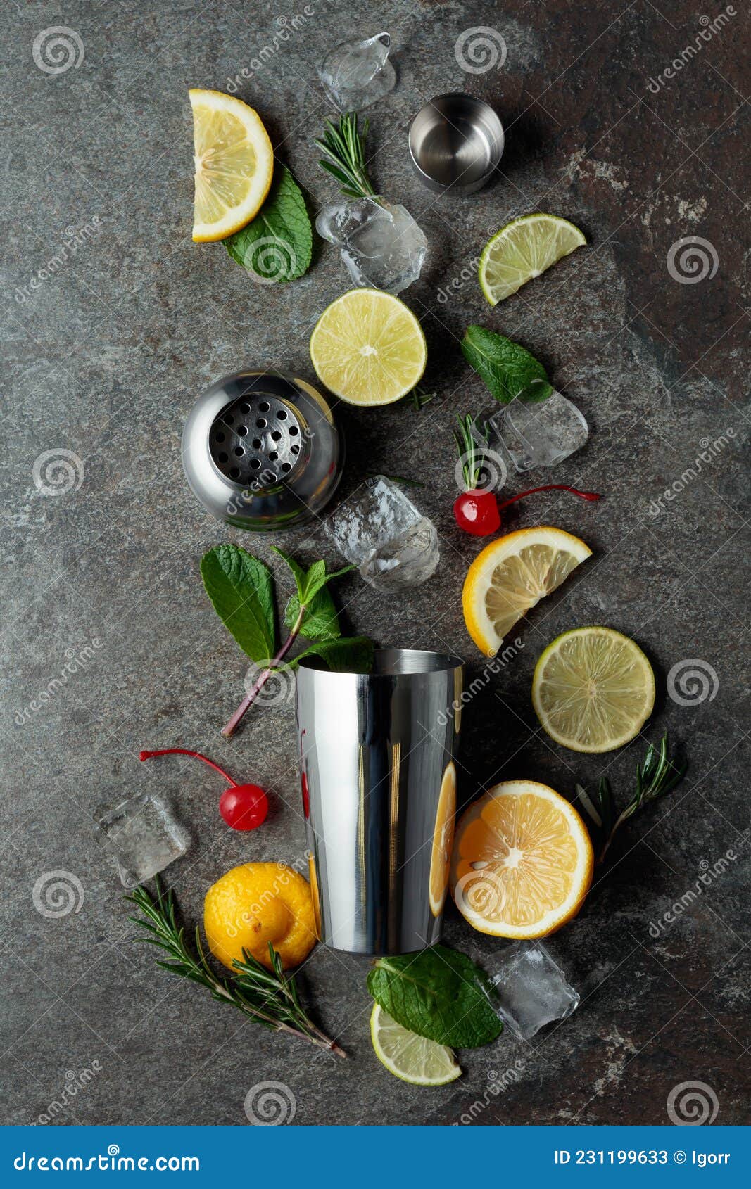 Shaker with Ingredients for Making Cocktails Stock Image - Image of ...
