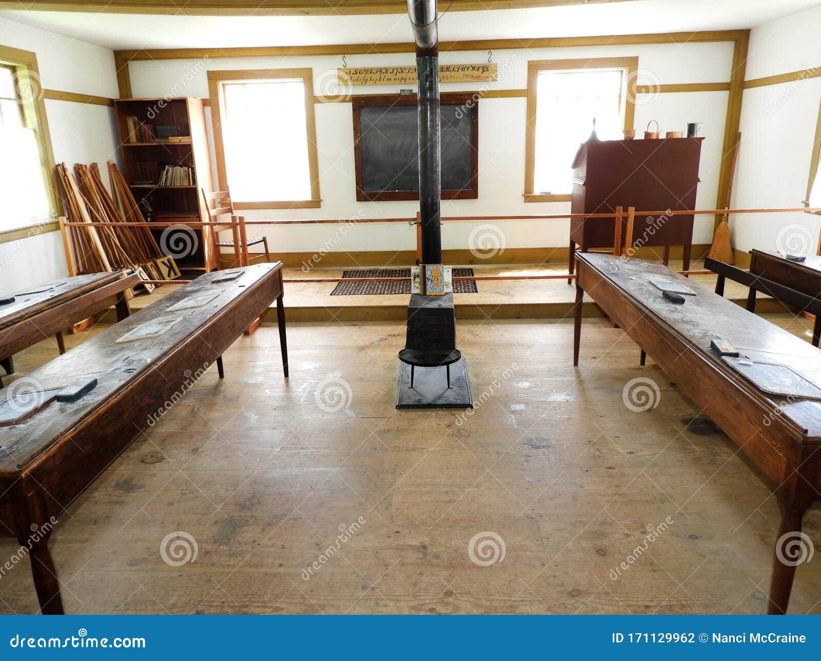 Shaker Village Vintage Schoolroom Abundant Natural Lighting Editorial ...