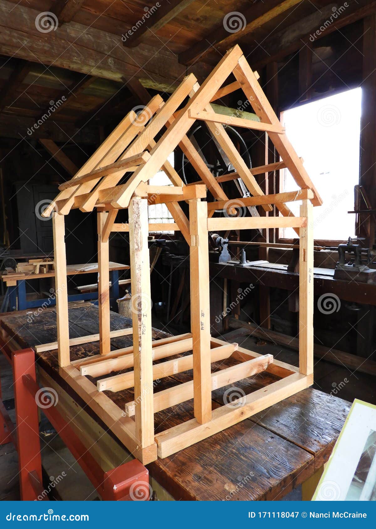 Shaker Timberframe Construction Scale Model Stock Image - Image of ...