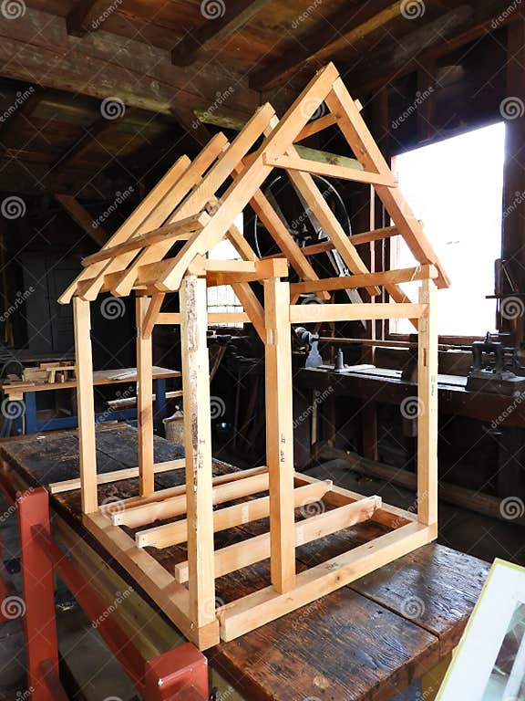 Shaker Timberframe Construction Scale Model Stock Image - Image of ...