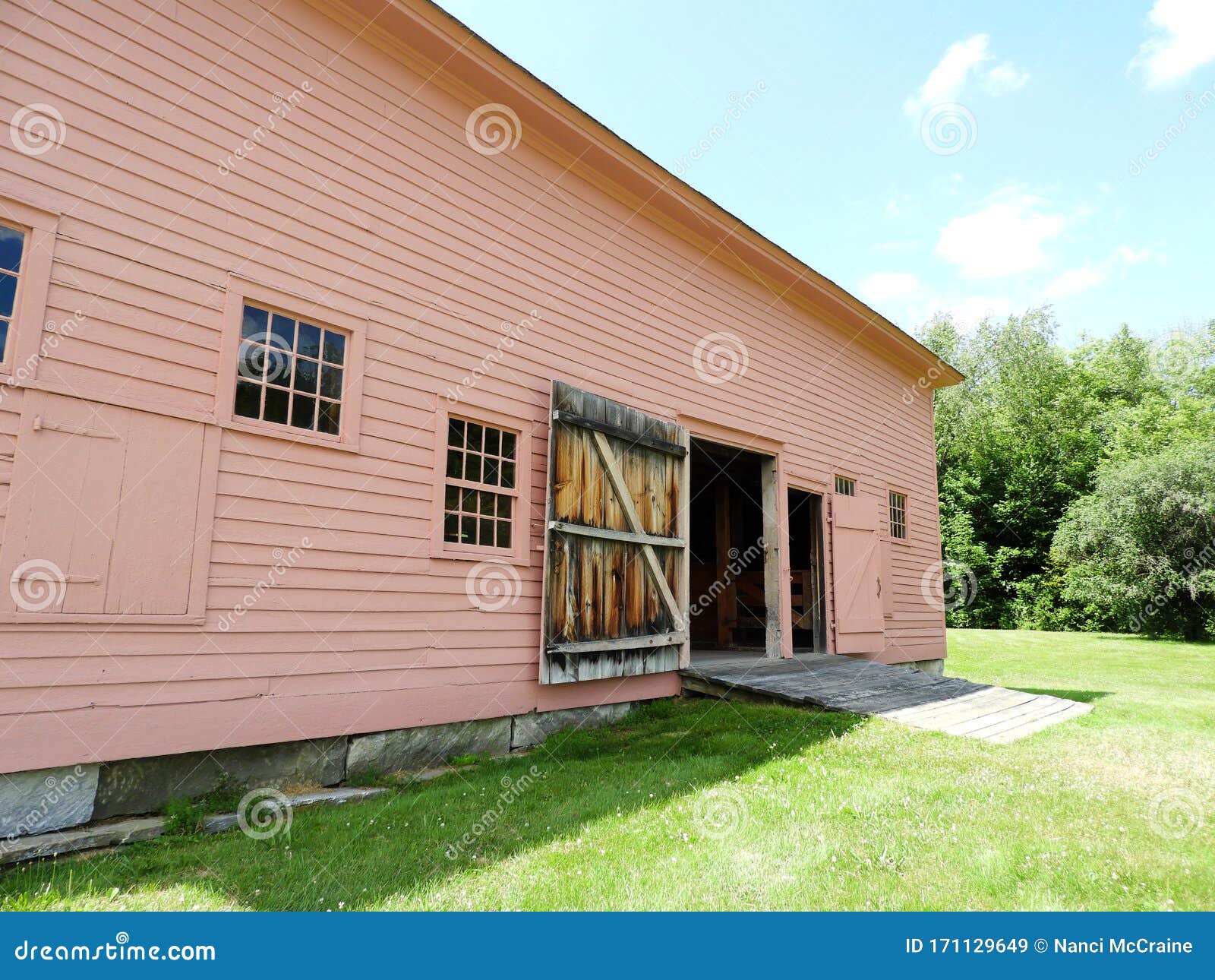 Hancock Shaker Village Pink Horse Barn Stock Image - Image of painted ...