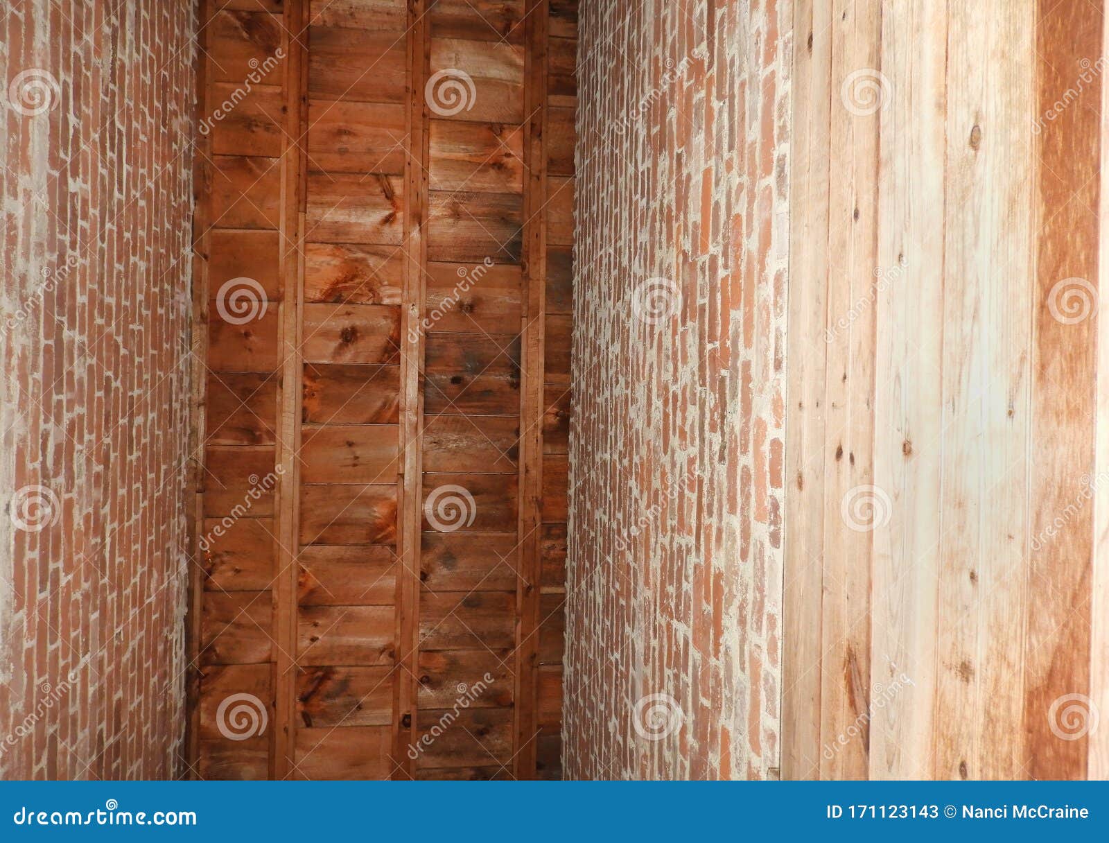 Shaker Village Ice House Interior Wall Framing Layers Stock Image ...
