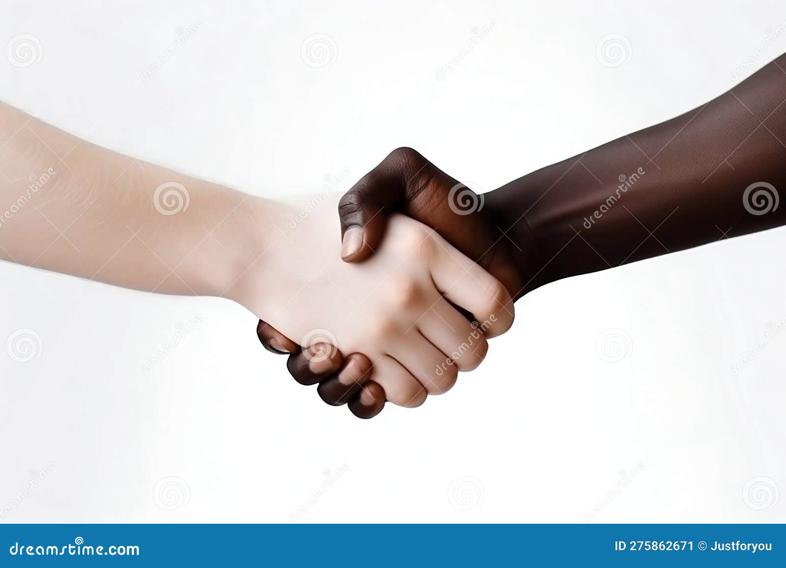 Shaking Black and White Hands on White Background. Generative Ai Stock ...