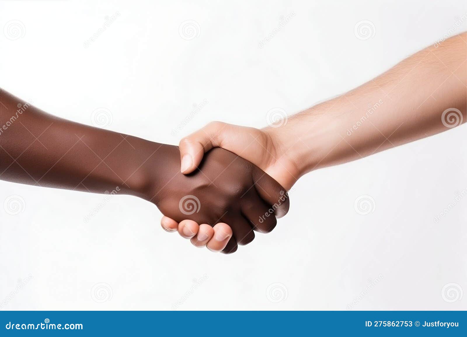 Shaking Black and White Hands on White Background. Generative Ai Stock ...