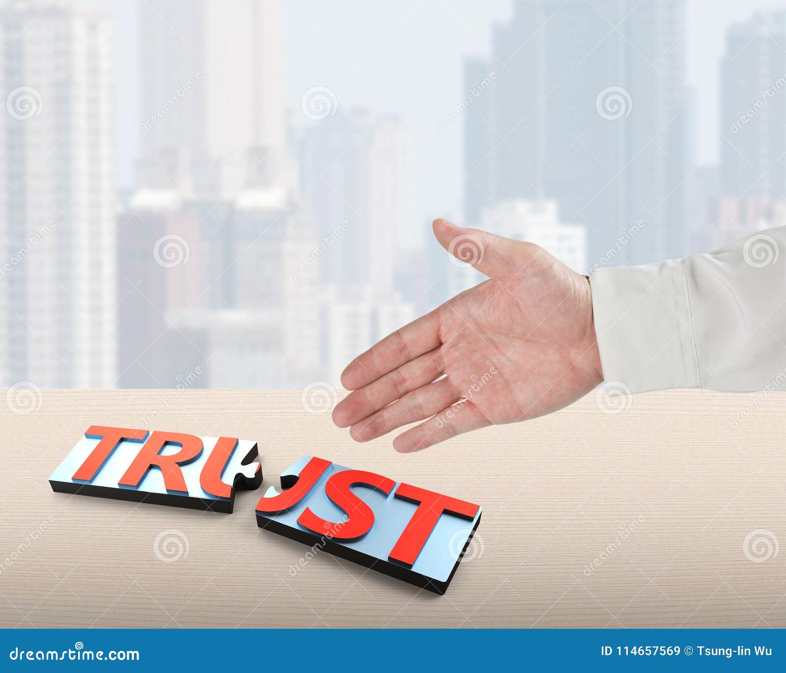 Shaking Hand and Puzzle Pieces with Word TRUST Stock Image - Image of ...
