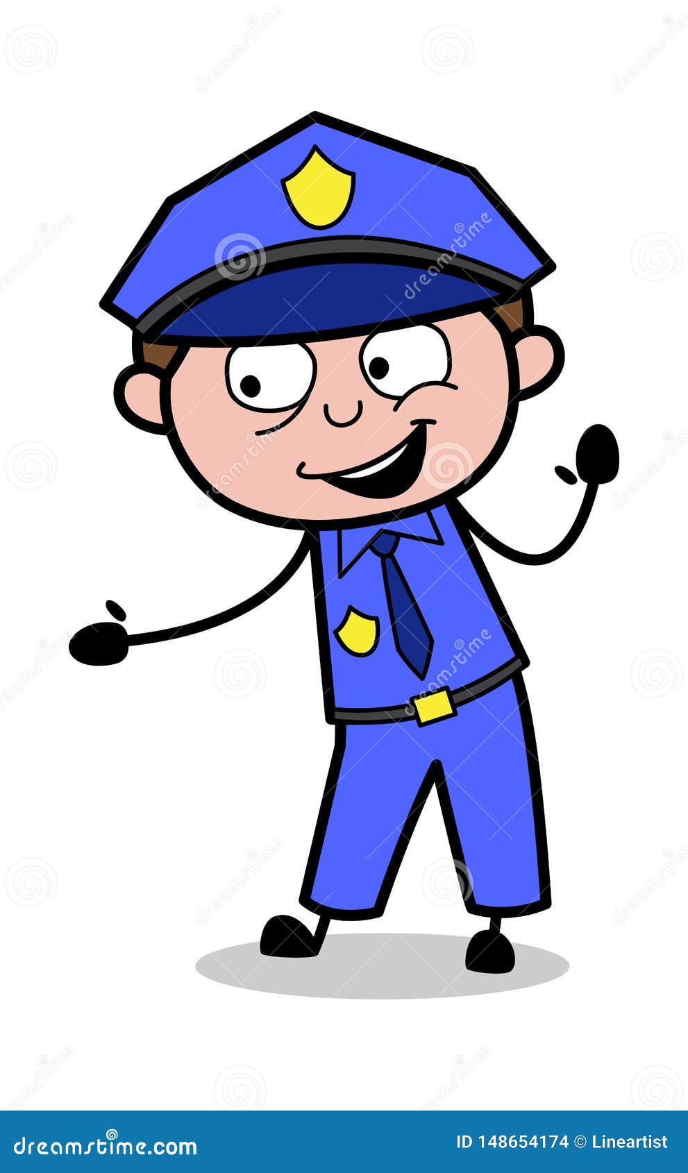 Shaking Hand - Retro Cop Policeman Vector Illustration Stock ...