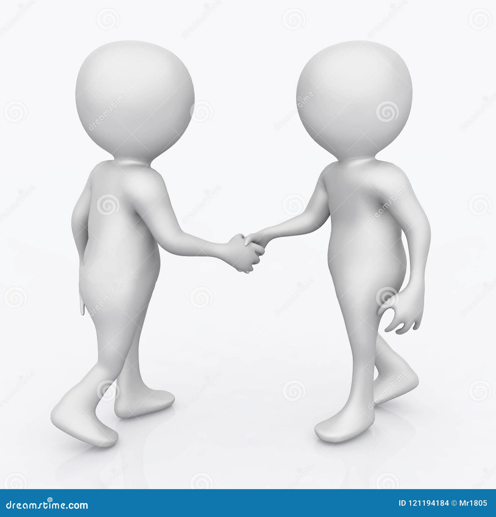 Shaking Hands with 3D Figures Stock Illustration - Illustration of ...