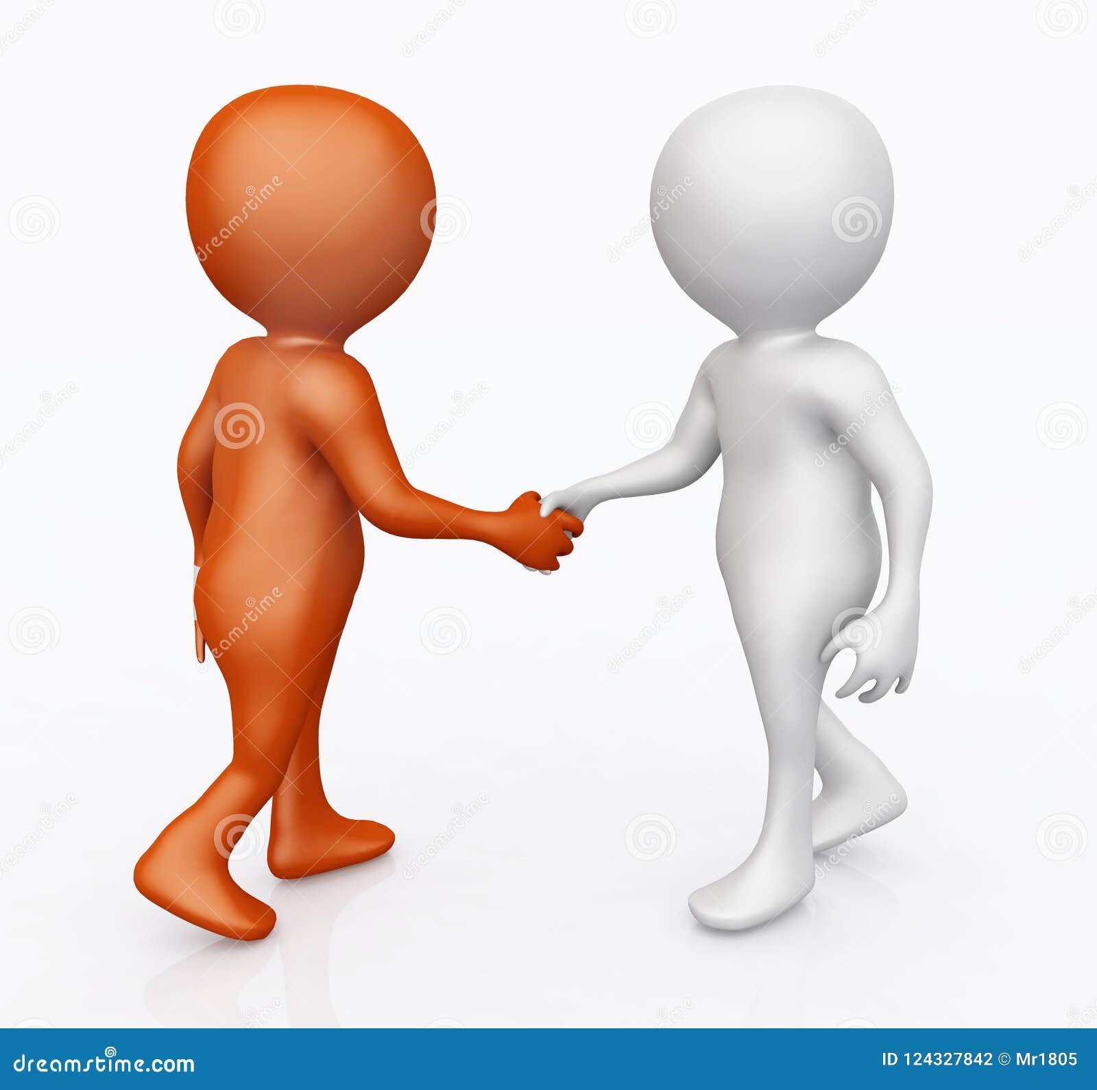 Shaking Hands with 3D Figures Stock Illustration - Illustration of ...