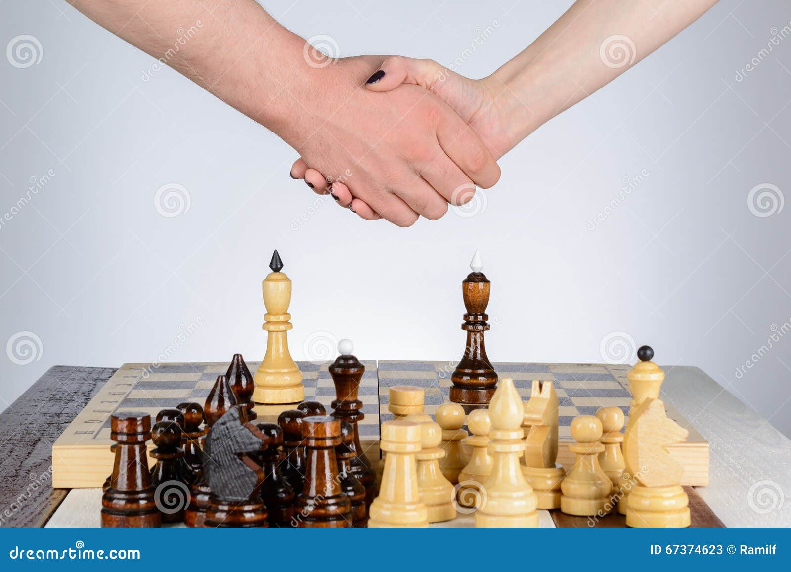 Shaking Hands after a Game of Chess Stock Image - Image of knight ...