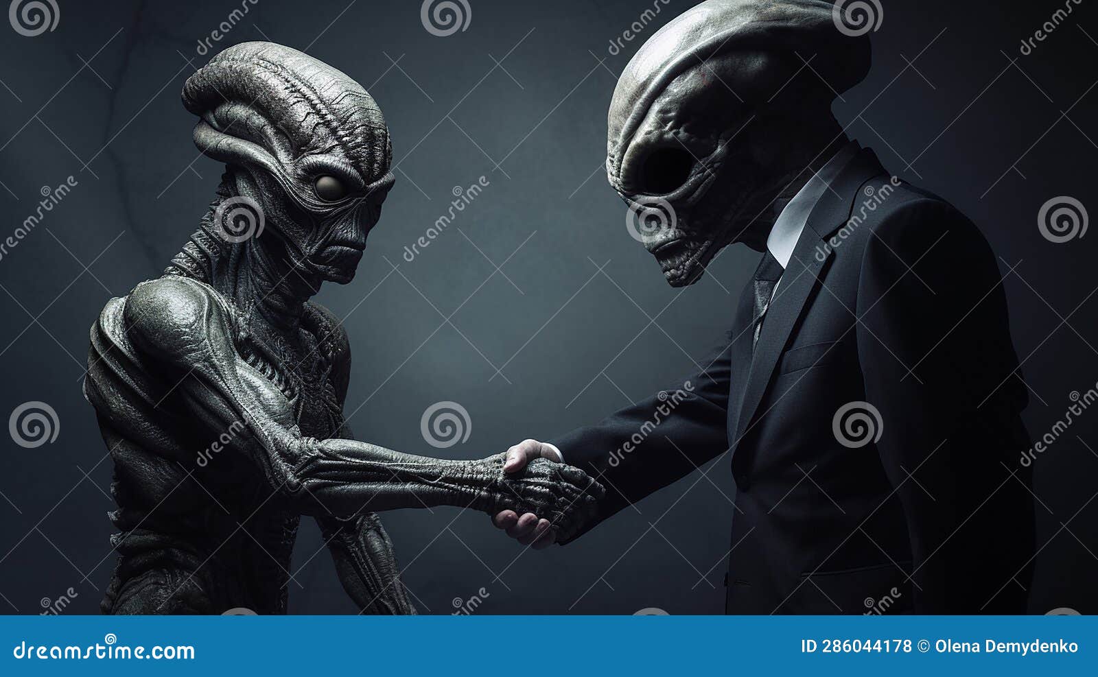 Shaking Hands. Humanoid. Alien Contact Hands Stock Illustration ...